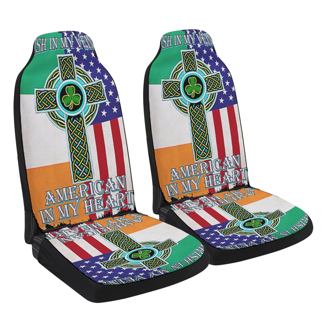Irish Celtic Cross Irish In My Veins American flag In My Heart Seat ...