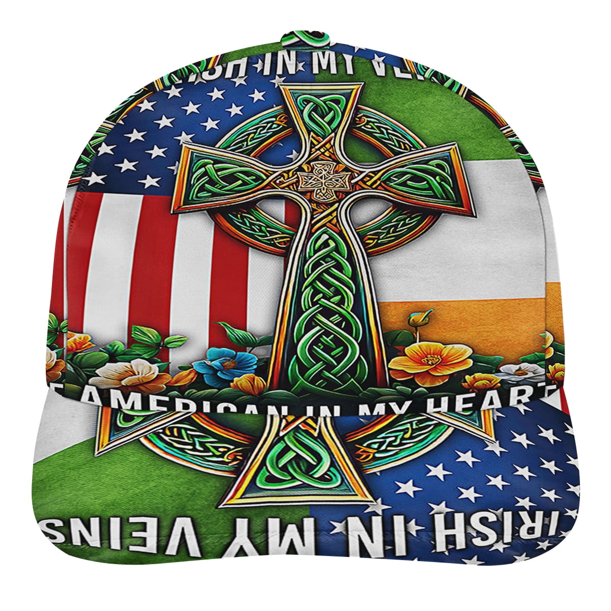 Irish Celtic Knot Cross Irish In My Veins American flag In My Heart ...