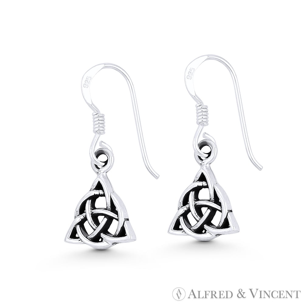 Irish / Celtic Trinity-Knot Triquetra Charm Dangling Hook Earrings in ...