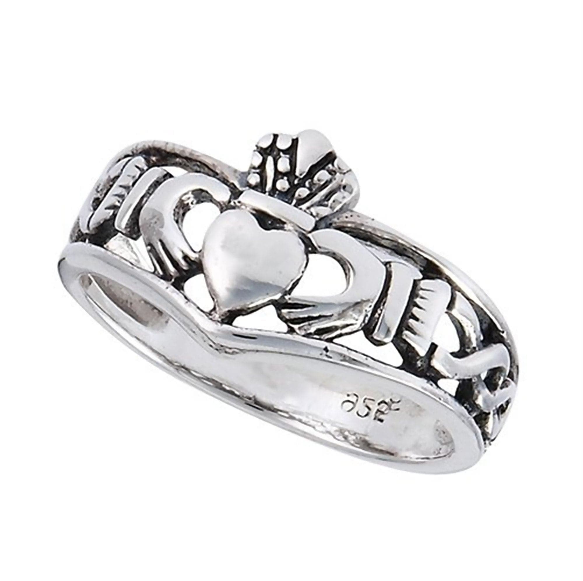 Irish Claddagh Ring Womens 925 Sterling Silver Celtic Knot Wedding Band ...