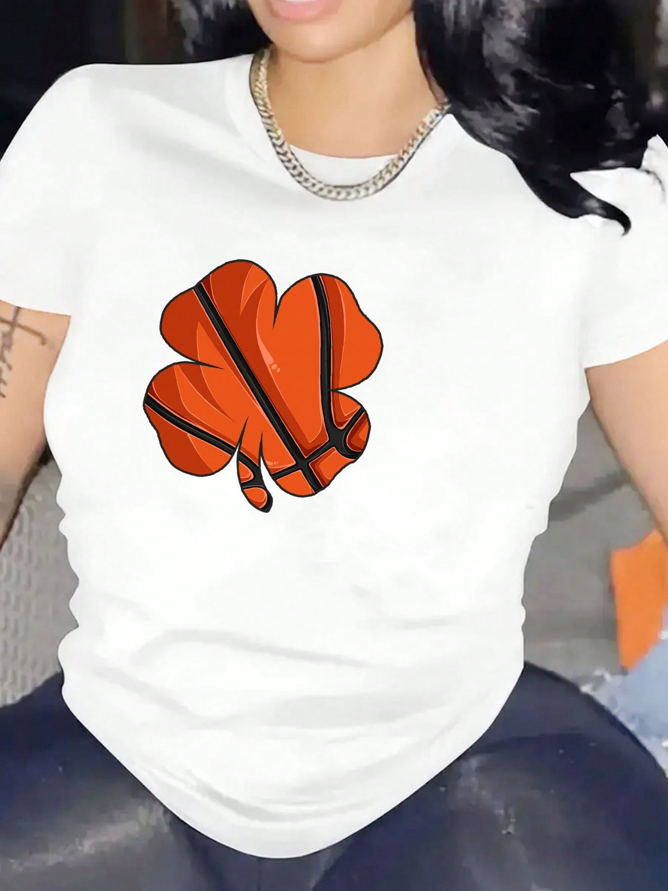 Irish Clover Basketball Print Women Casual Short Sleeve Tee - Walmart.com