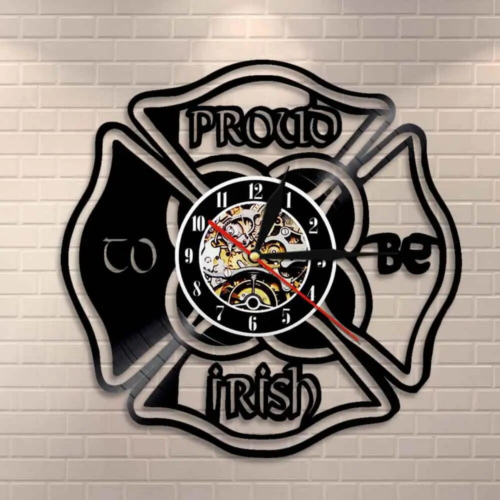 Irish Clover Leaf Vinyl Wall Clock,Vinyl Record Clock Wall Art Black ...