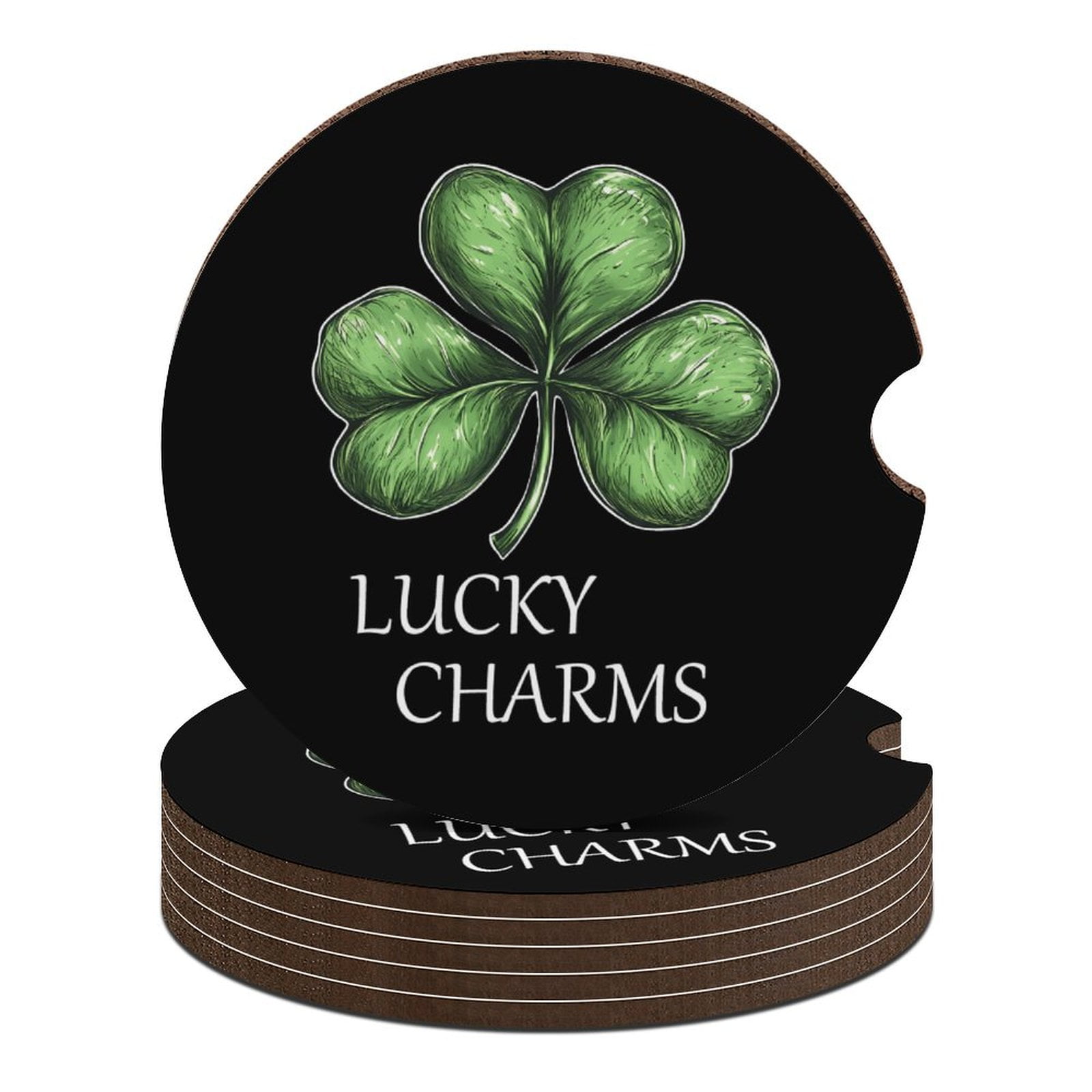 Irish Clover St. Patrick's Day Lucky Charm Car Coasters for Drinks with ...