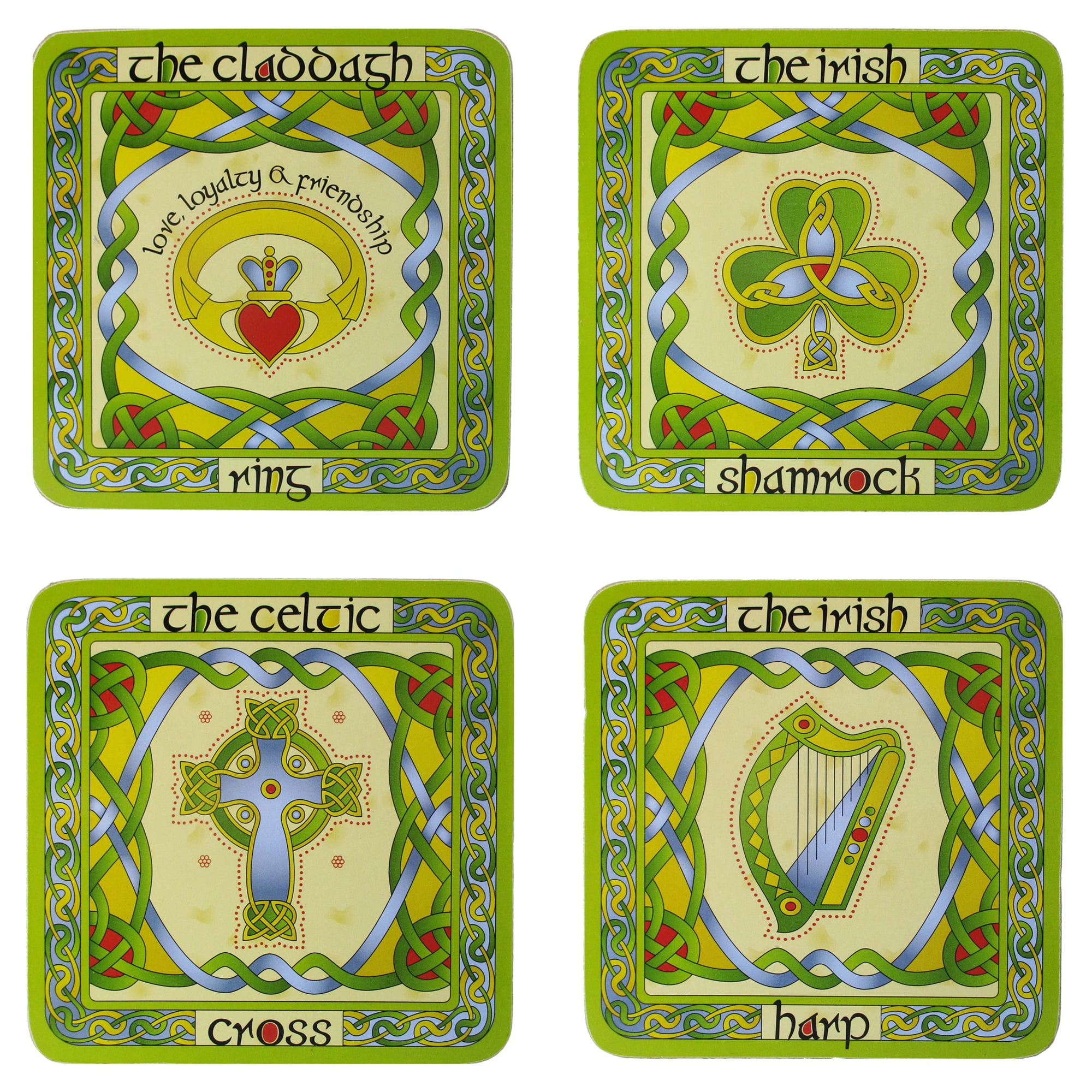Irish Cork Baked Bar Coasters Set of 4 - Ireland Symbols | St. Patrick ...