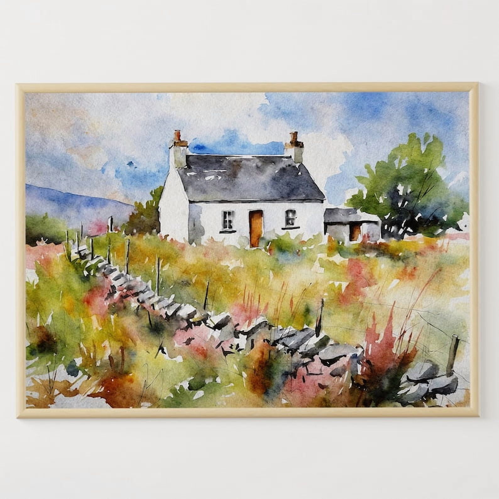 Irish Cottage Poster: County Mayo Landscape Art, Unframed Poster Size ...