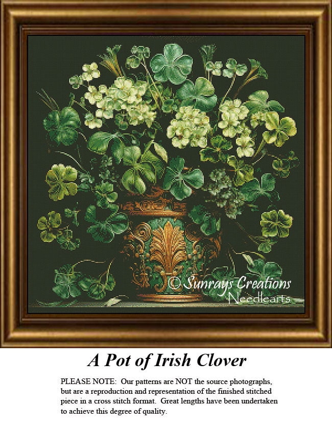 Irish Cross Stitch Pattern | A Pot of Irish Clover (Pattern Only, You ...
