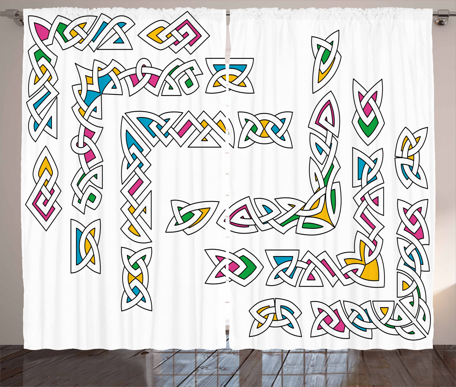 Ambesonne Irish Curtains 2 Panel Set, Gaelic Ornament Patterns, 108" x ...