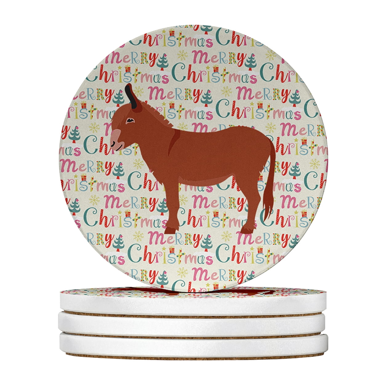 Irish Donkey Christmas Large Sandstone Coasters Pack of 4 4 in x 4 in ...