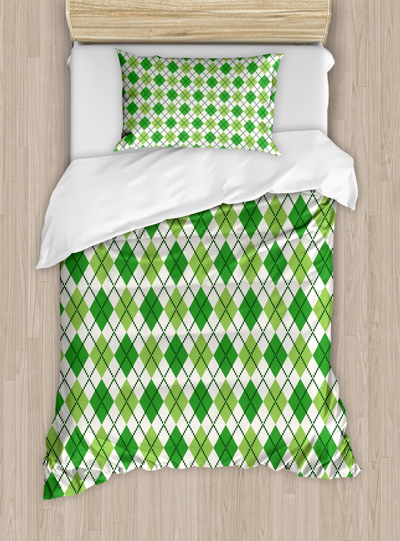 Irish Duvet Cover Set, Classical Argyle Diamond Line Pattern with ...