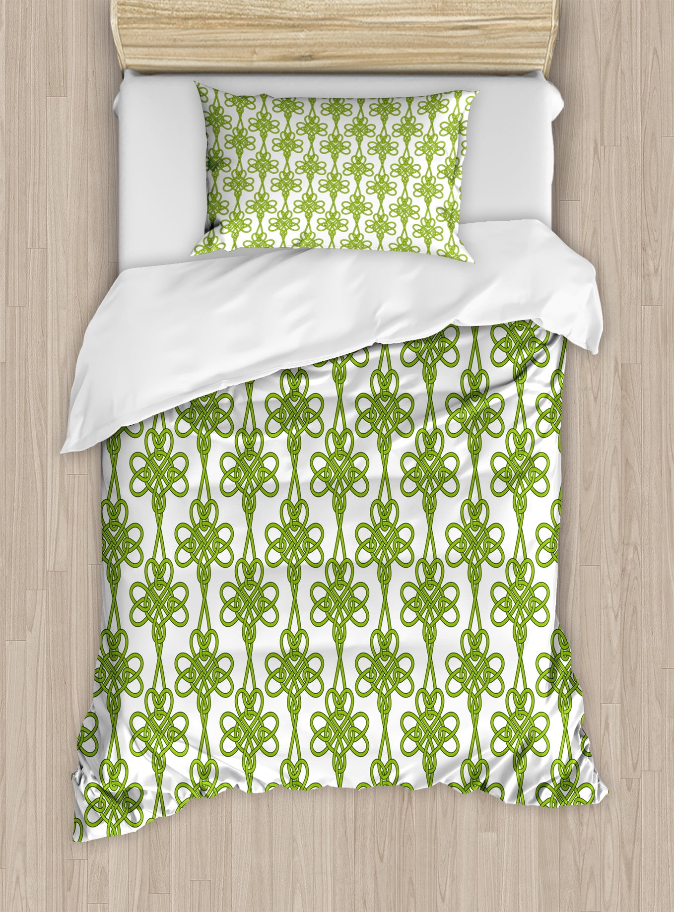 Irish Duvet Cover Set, Entangled Clover Leaves Twigs Celtic Pattern ...