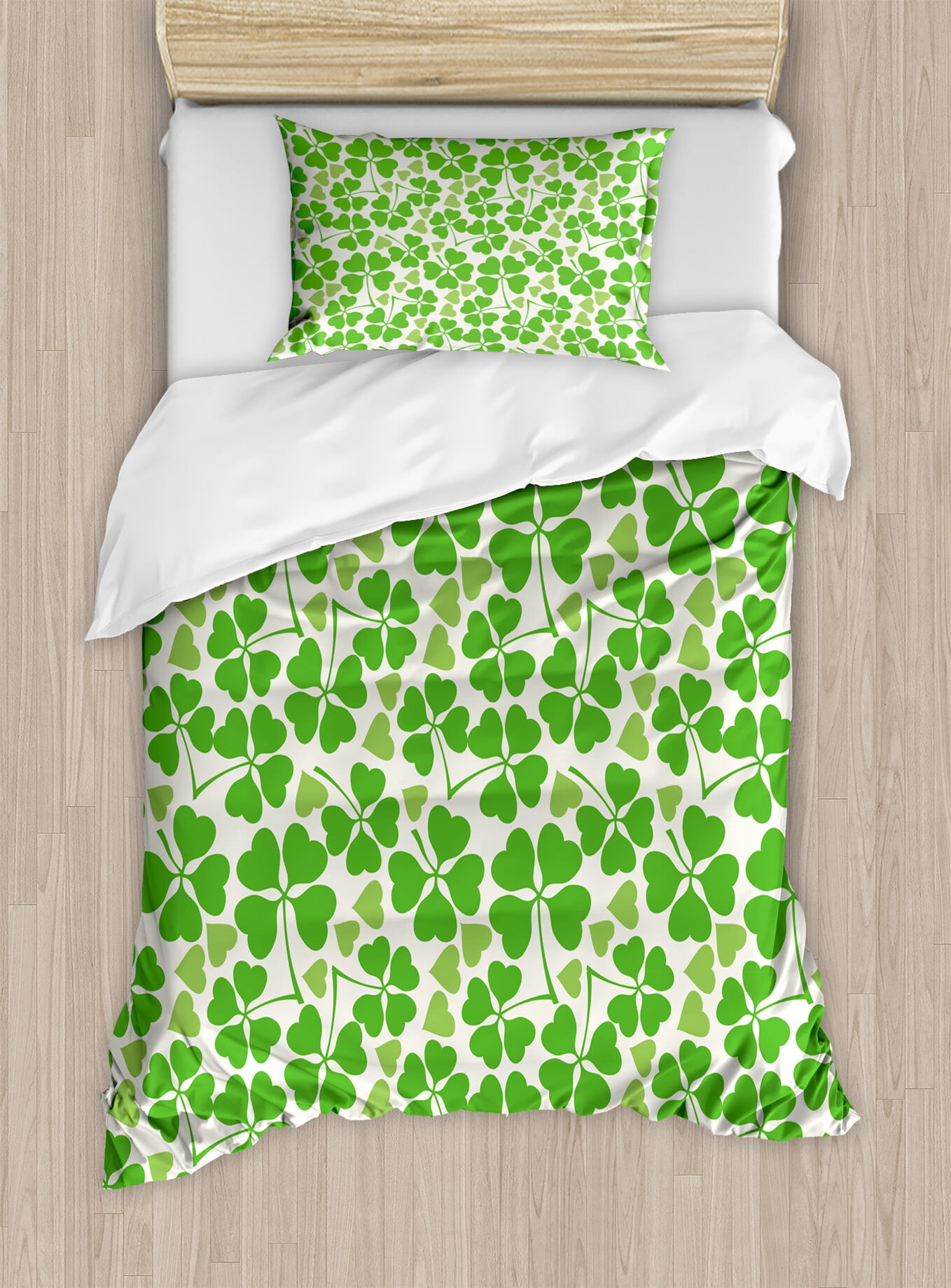 Irish Duvet Cover Set, Gaelic Nature Garden Theme Spring Clovers with ...
