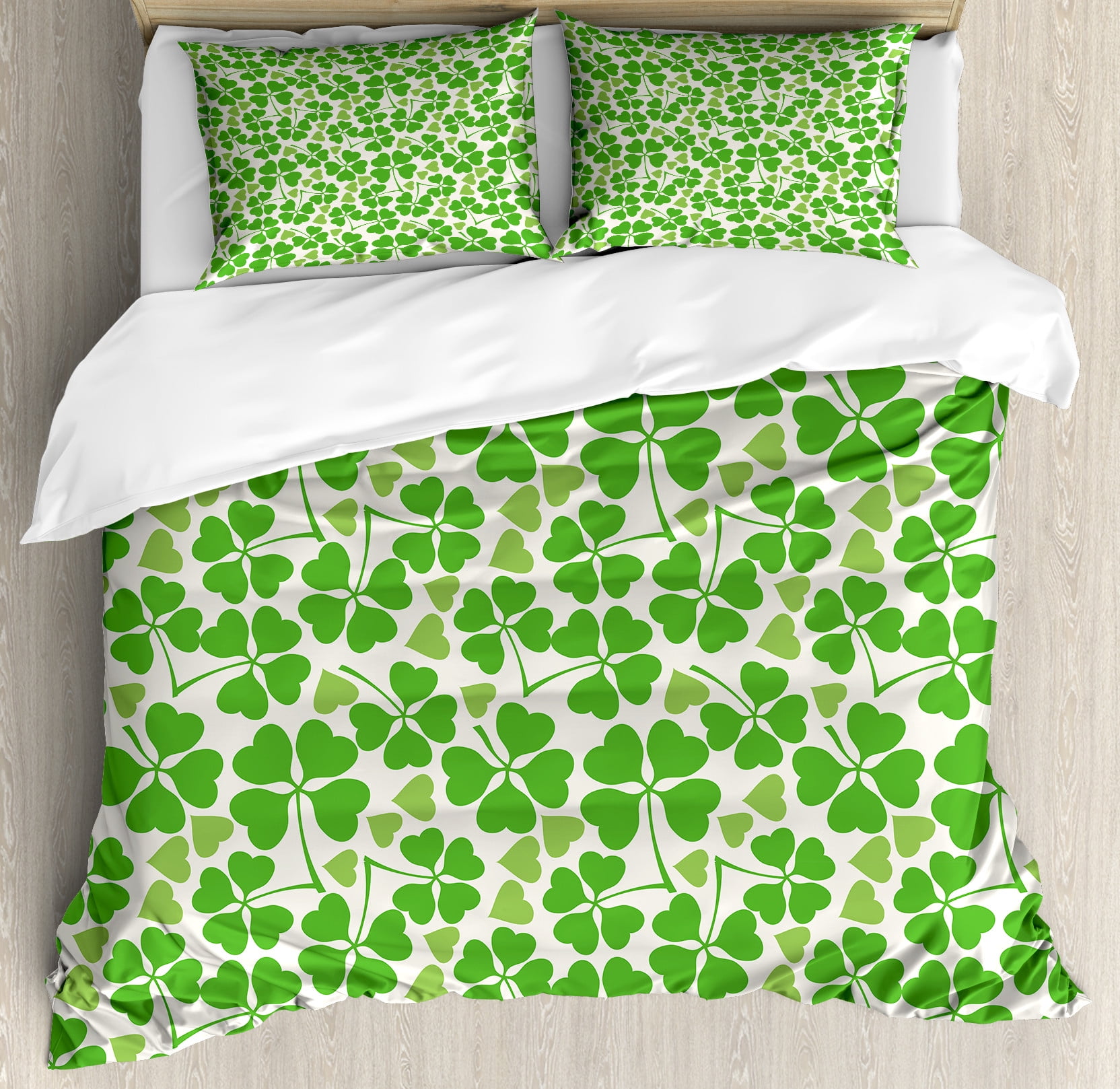 Irish Duvet Cover Set, Gaelic Nature Garden Theme Spring Clovers with ...