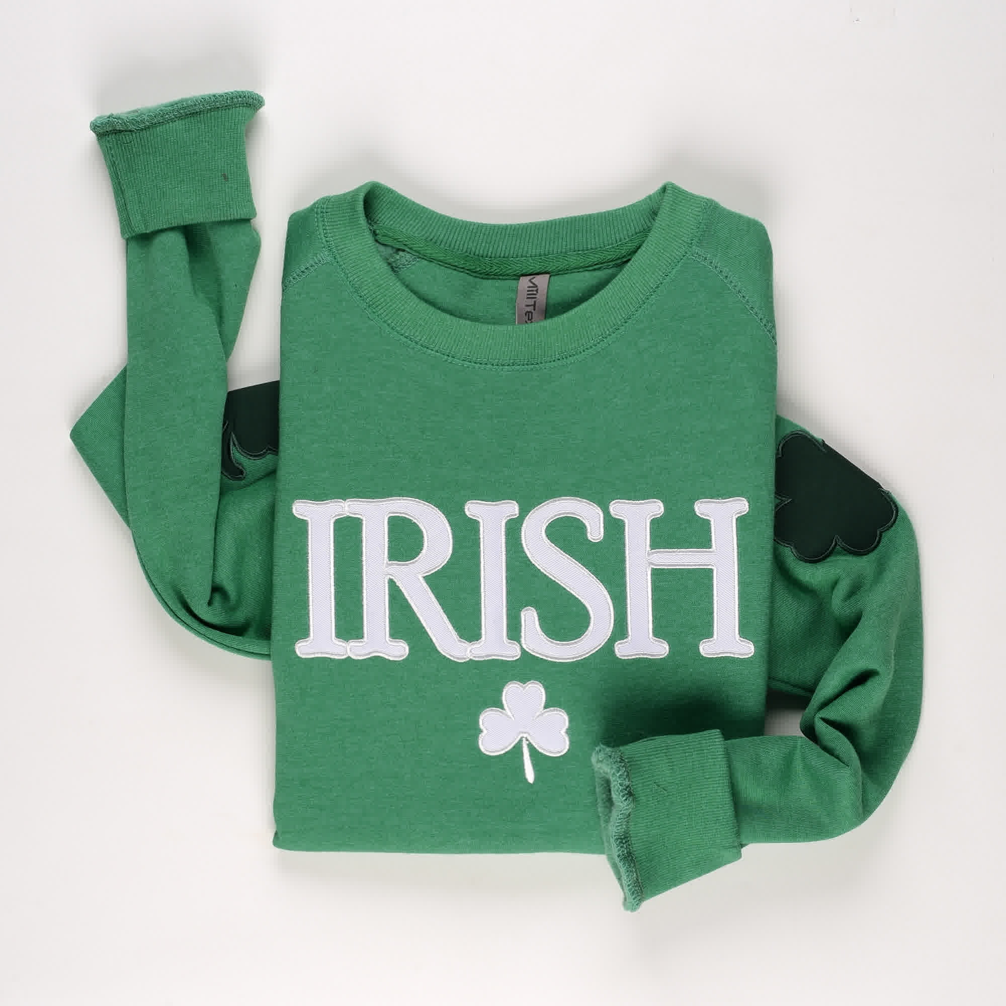 Irish Embroidered Kelly HTR Clover Crewneck St. Patrick's Celebration ...