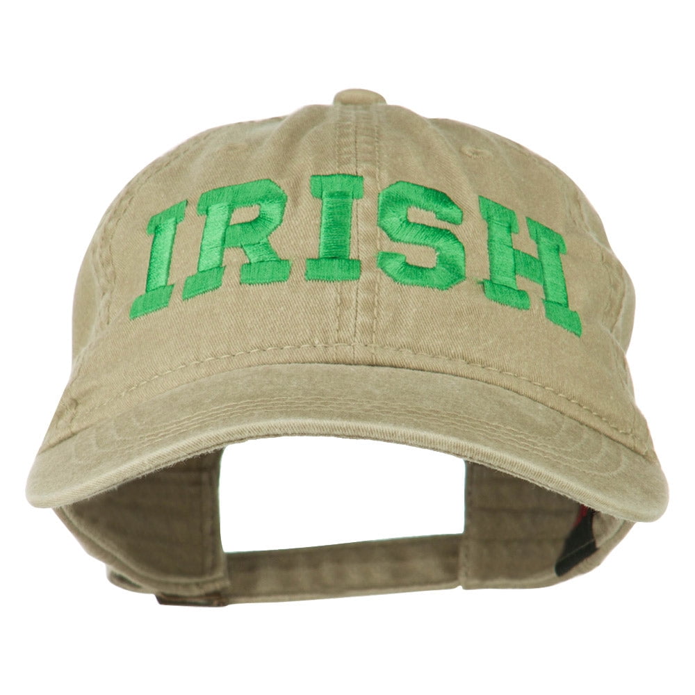 Irish Embroidered Washed Pigment Dyed Cap - Khaki OSFM - Walmart.com