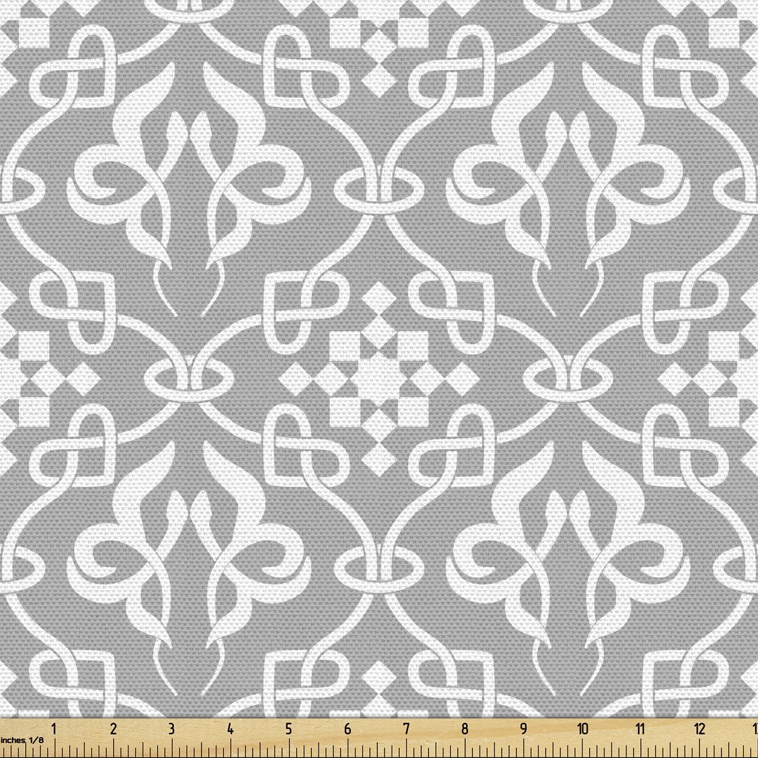 Ambesonne Irish Fabric by the Yard Upholstery, Royal Floral Curves Tile ...