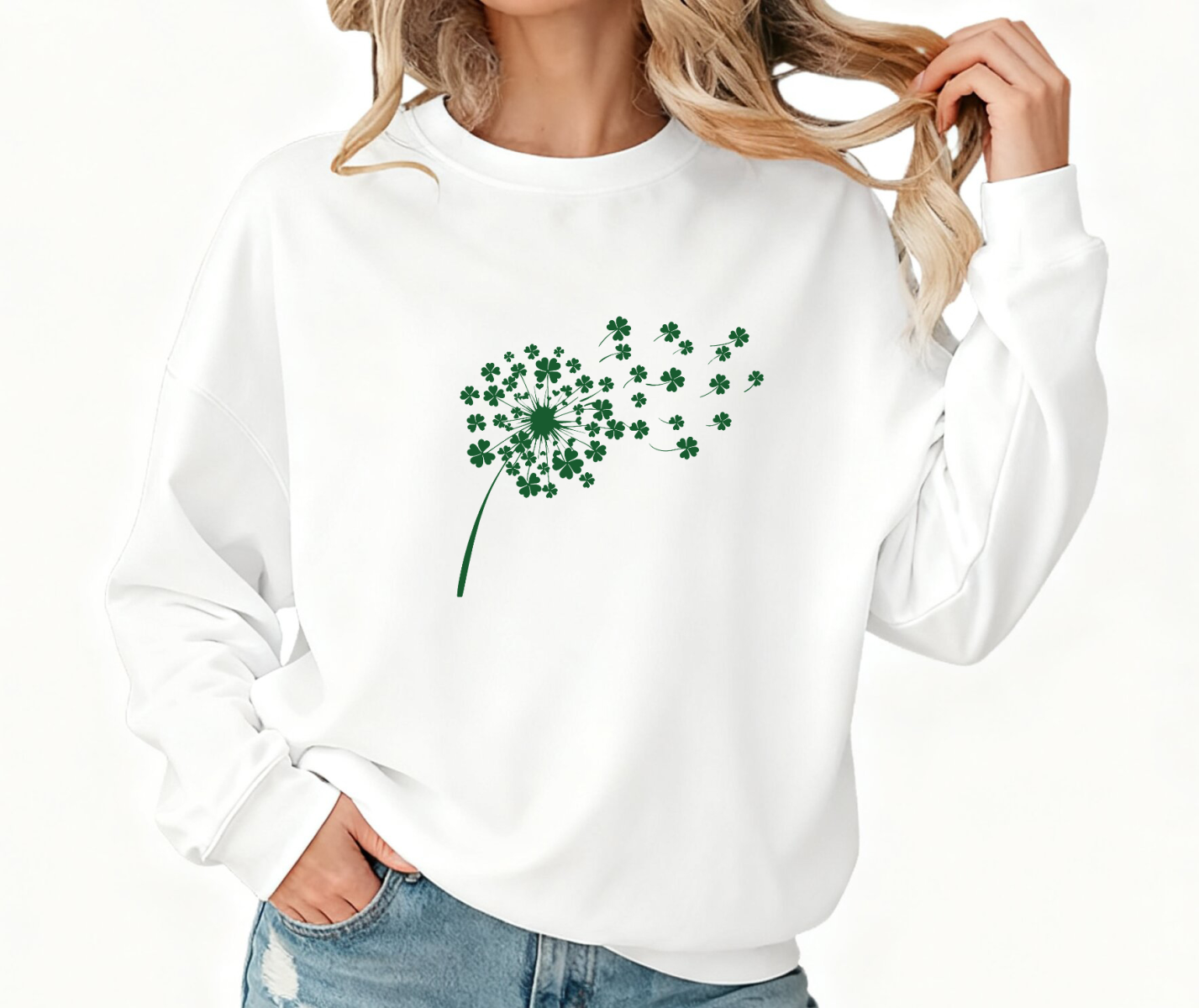 Irish Festival Clover Dandelion Print Sweatshirt Graphic Sweatshirt ...