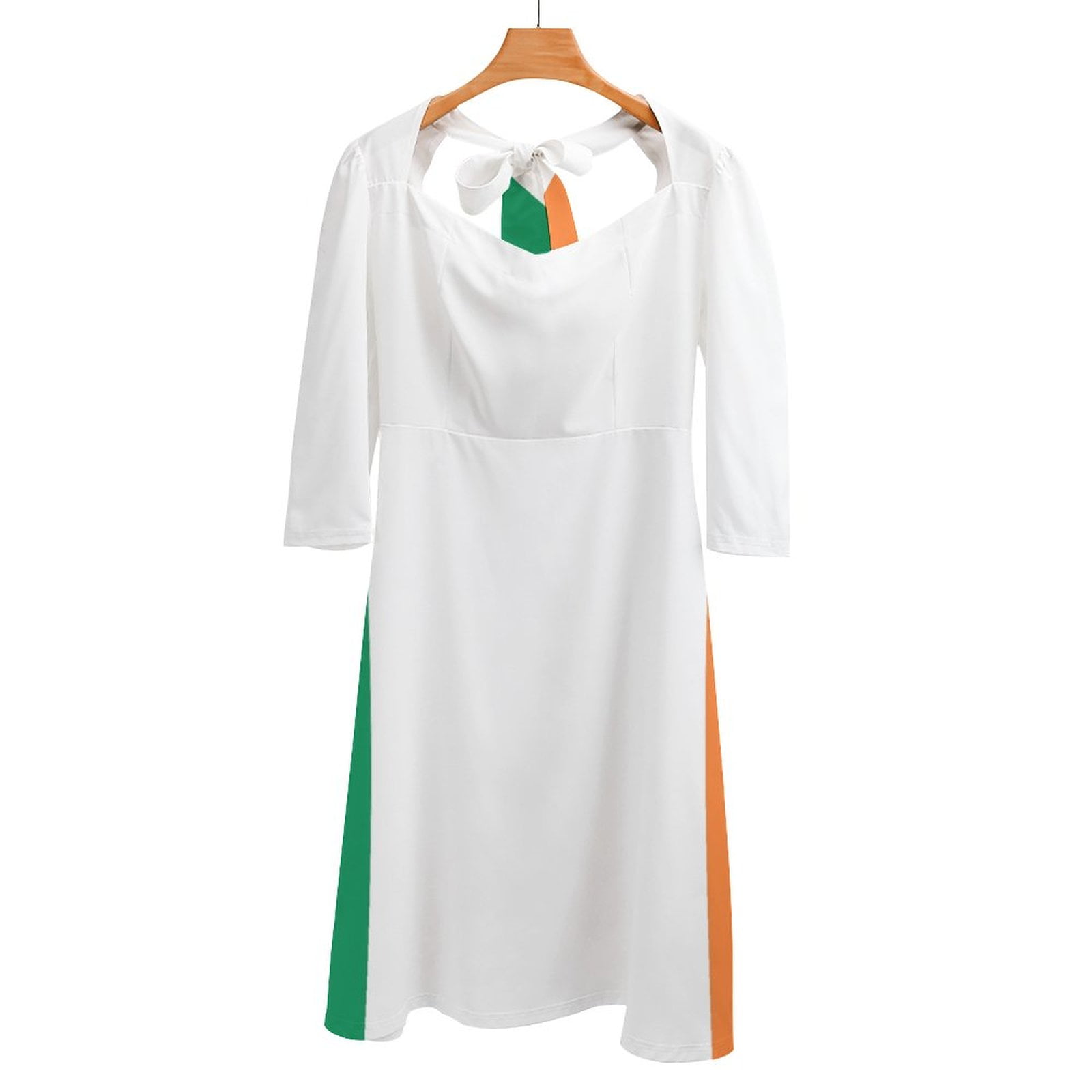 Irish Flag Back Lacing Backless Dress Square Neck Dress New Elegant ...