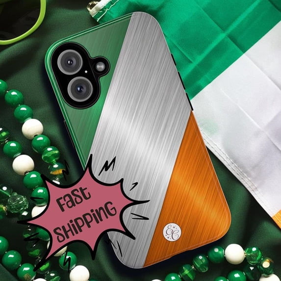 Irish Flag Brushed Metal Design Patriotic Pride Phone Case 17 to 11 Pro ...