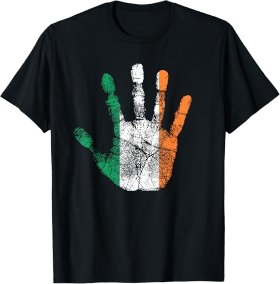 Irish Flag Hand Print Symbol Vintage Style T-Shirt - Walmart.com
