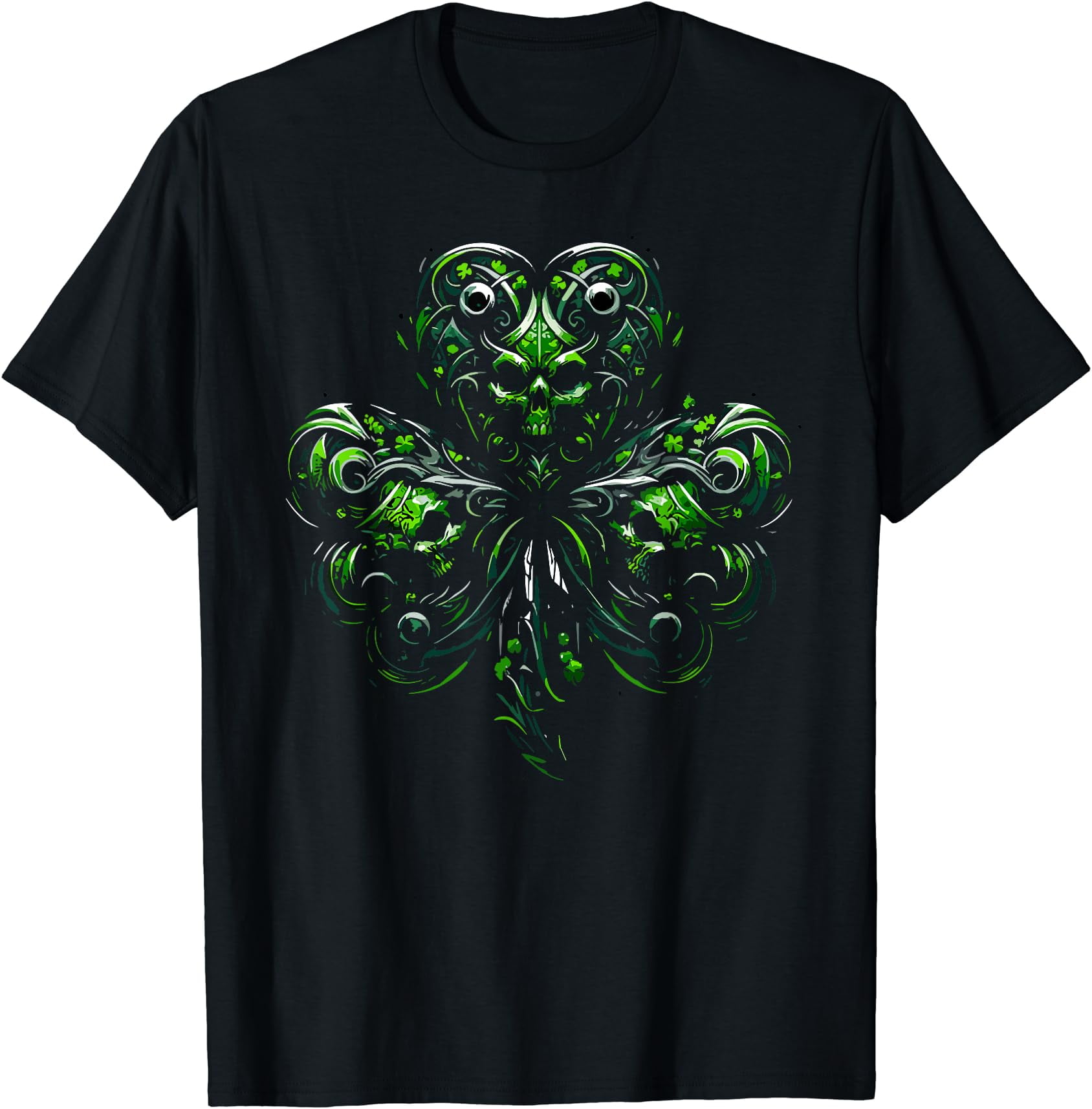Irish Gothic Shamrock Skull 2025 Goth Men Women Tee Funny Irish ...