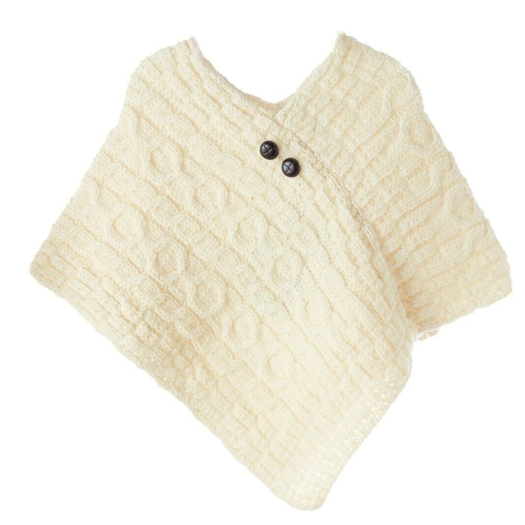 Irish Heritage Wool Natural Poncho For Children Size Small Made By Aran ...