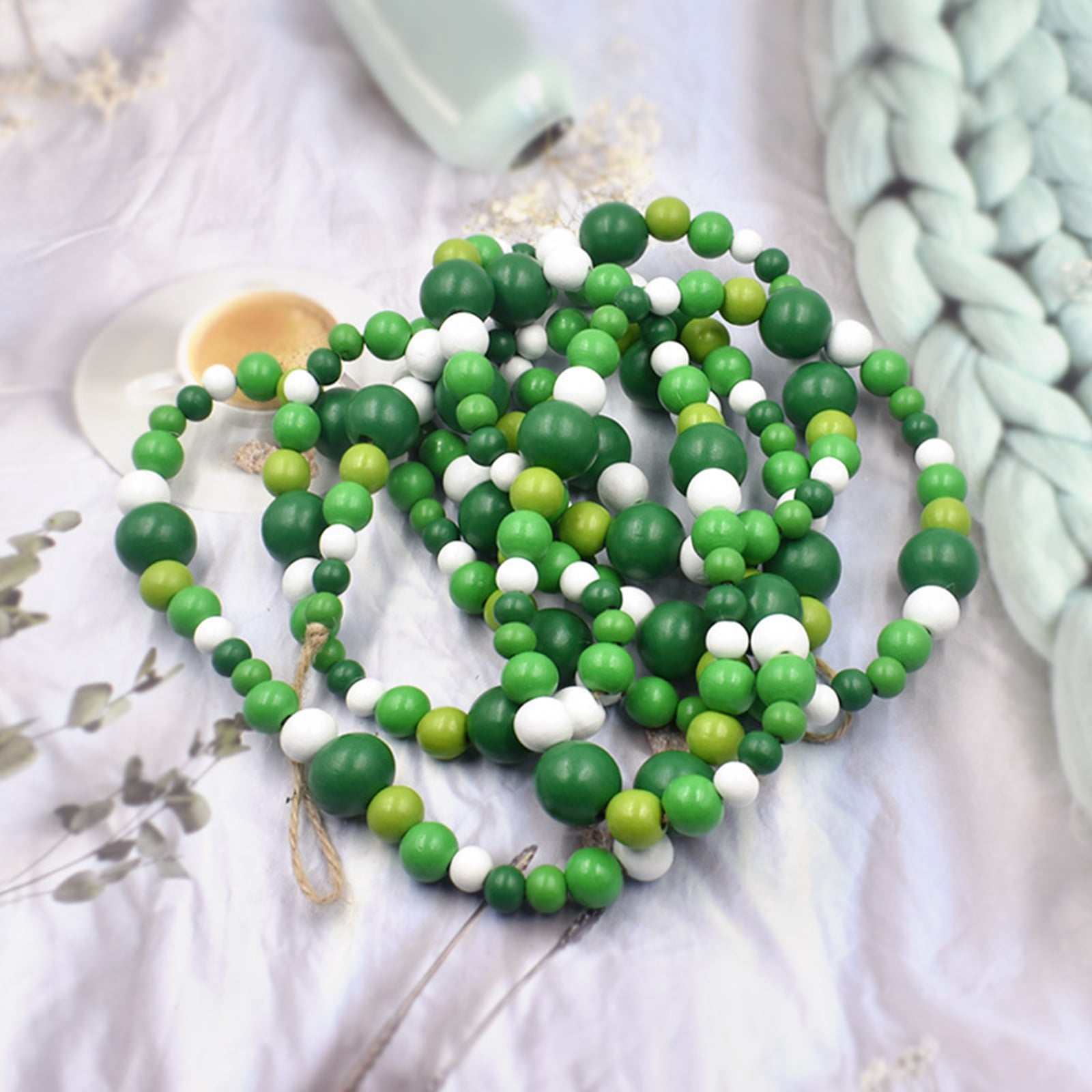 Irish Holiday Wooden Beaded Garland,Rustic Farmhouse Bead Wall Hanging ...