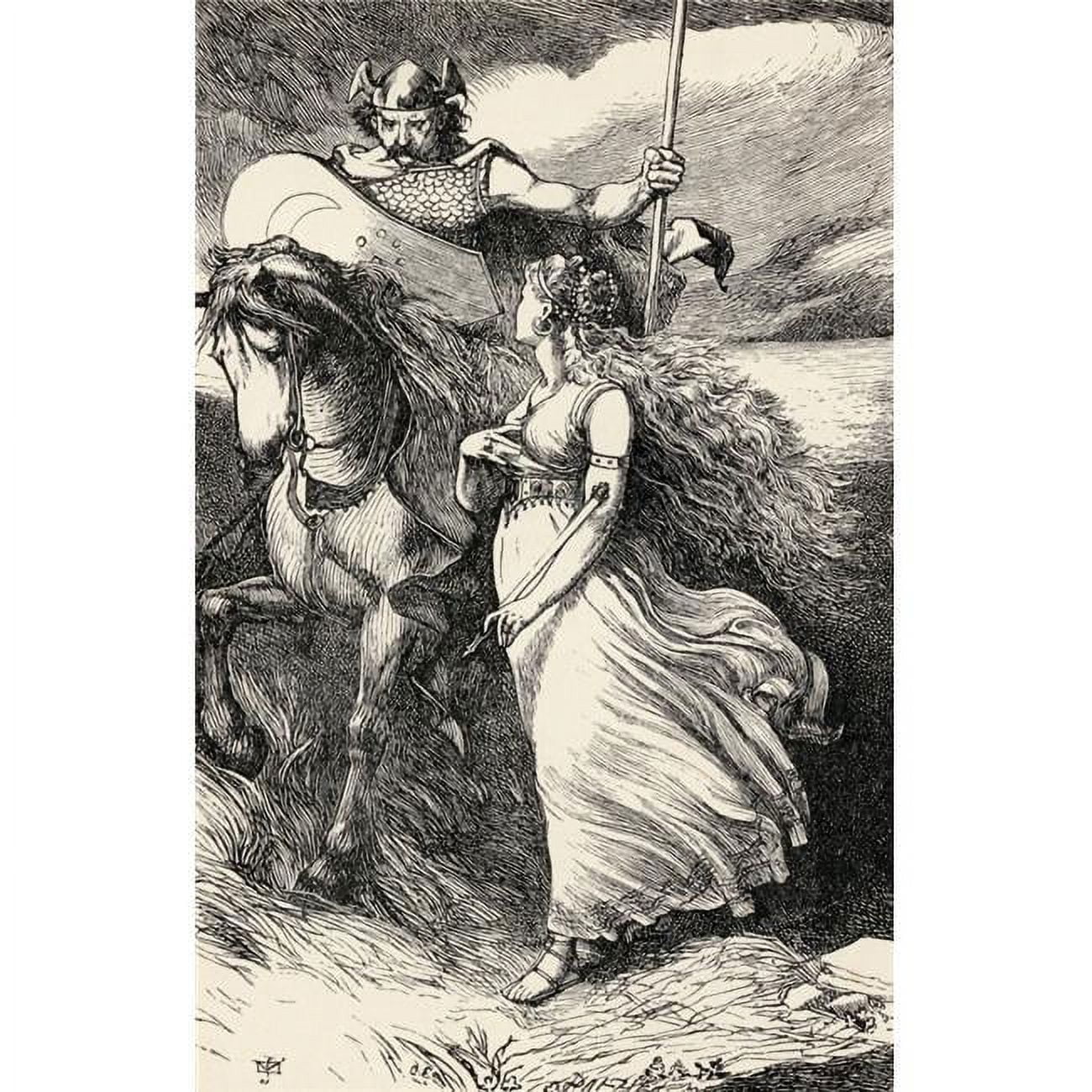 Irish Knight & Maiden From A 19th Century Edition of The Poetical Works ...