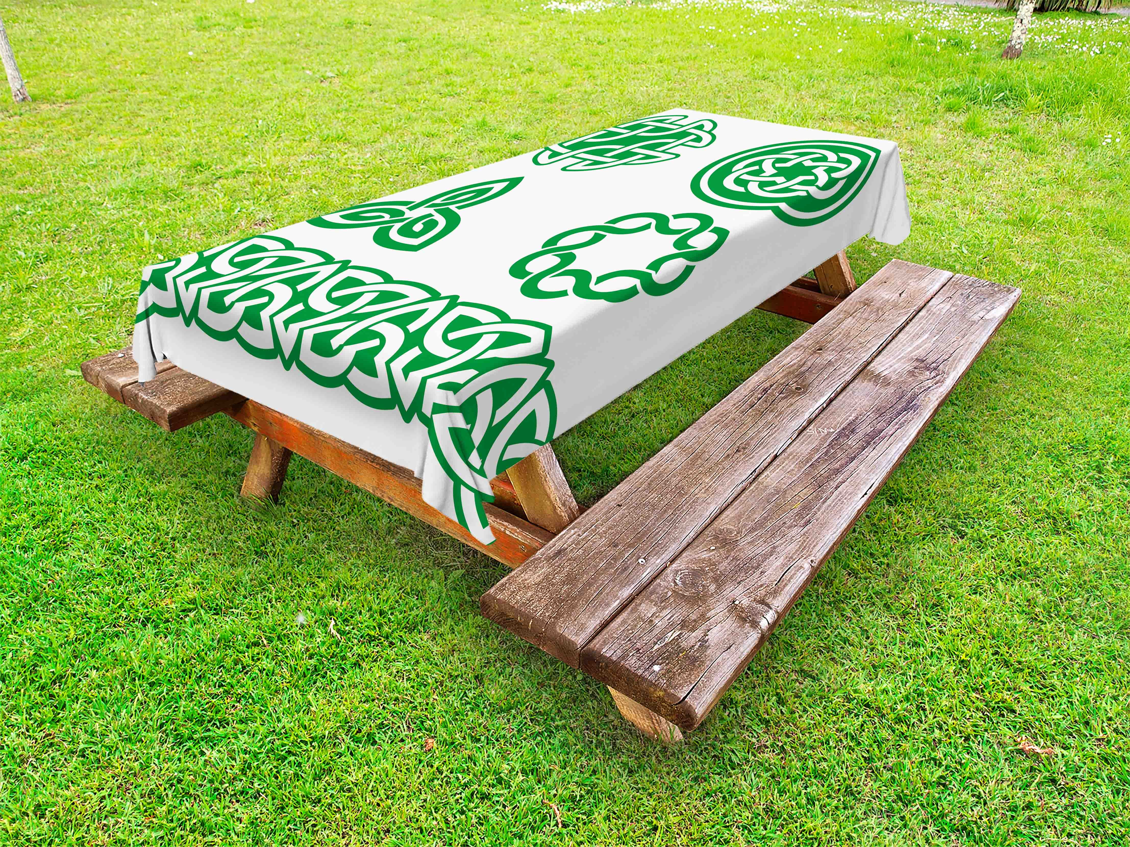 Irish Outdoor Tablecloth, Medieval Ancient Knots Symbols Braided Design ...