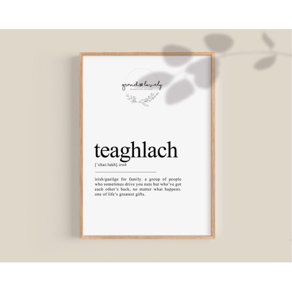 Irish Poster Family Definition Teaghlach Wall St Patricks Day Home ...