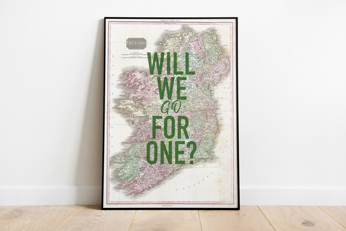 Irish Poster St Patrick'S Day Decor Bar Cart Wall Art Map Of Ireland ...