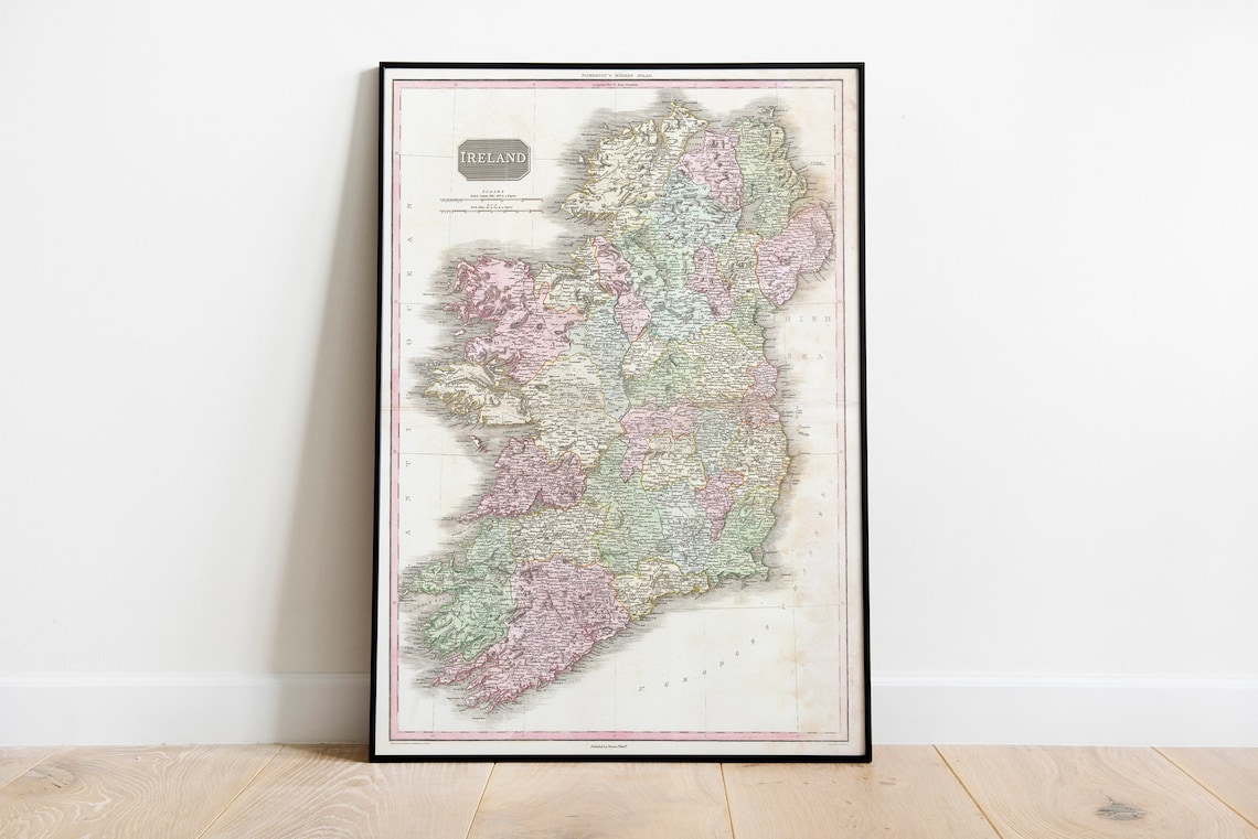 Irish Posters Map Of Ireland Wall Art Irish Poster, Vintage Irish Art ...