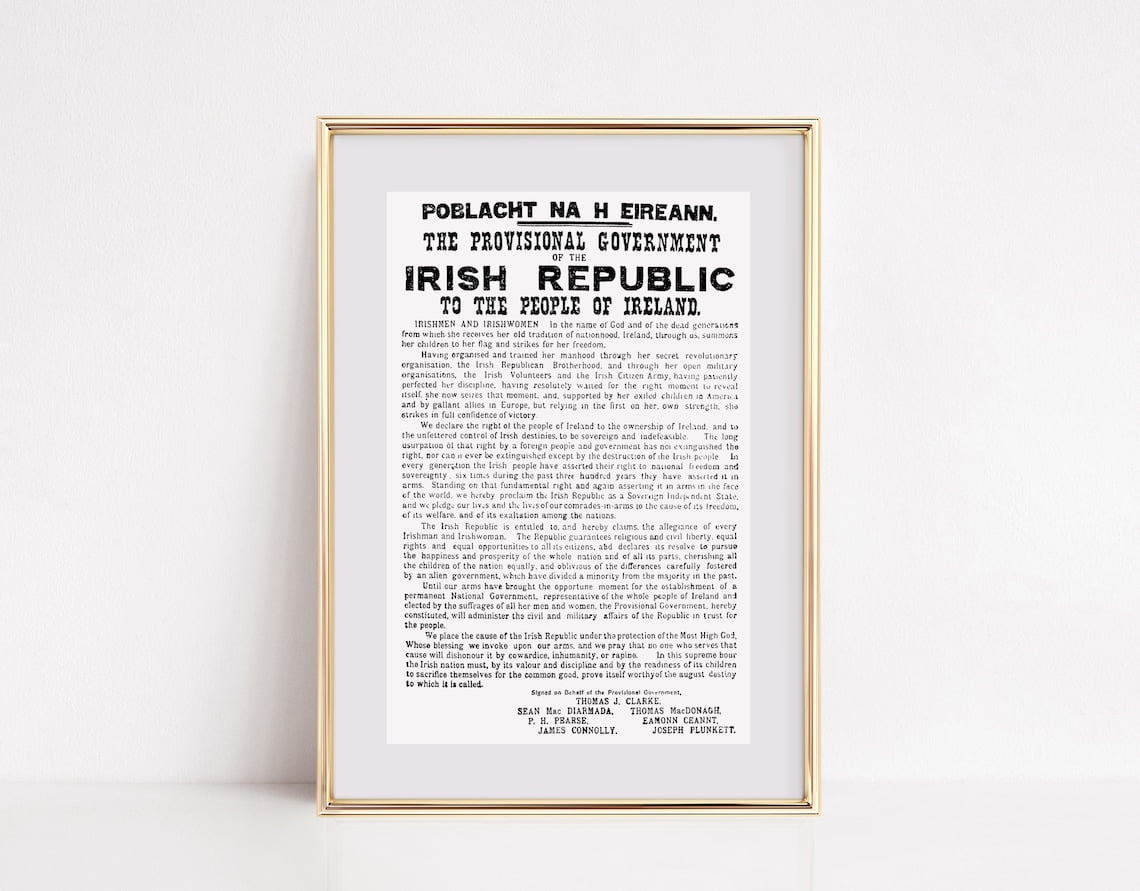 Irish Proclamation Print, 1916 Easter Rising Proclamation, Ireland ...