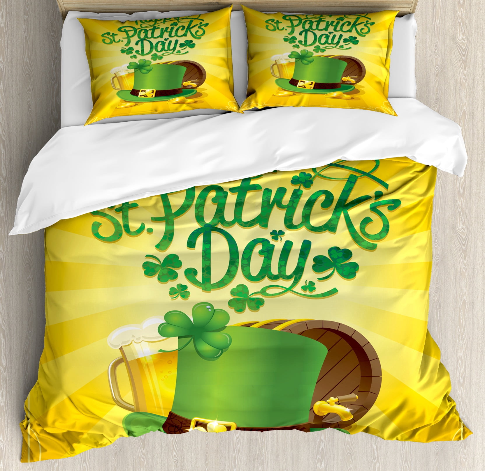 Irish Pub Duvet Cover Set, St Patrick's Day Celebration with Beer ...