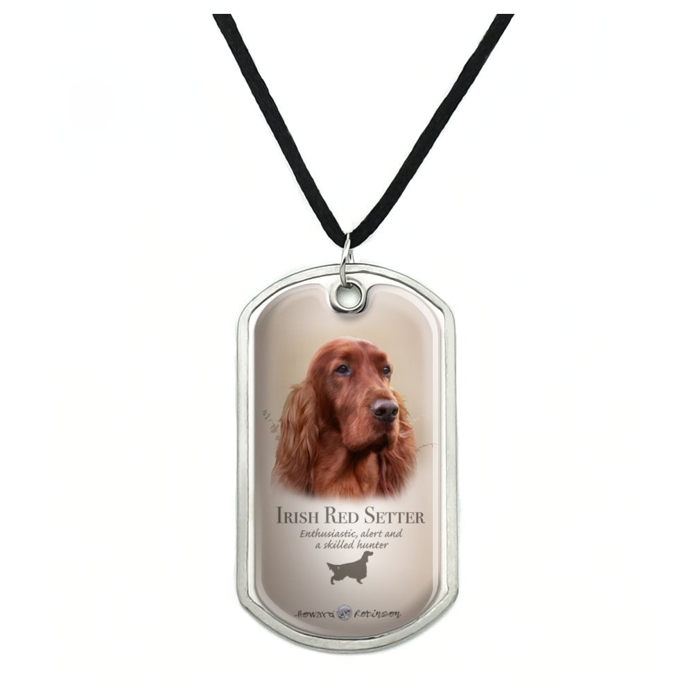 Irish Red Setter Dog Breed Military Dog Tag Pendant Necklace with Cord ...