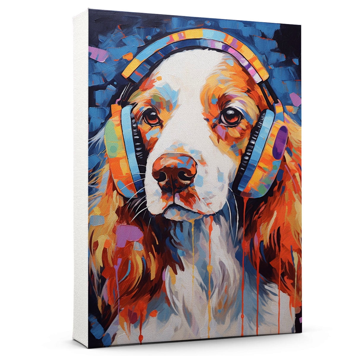 Irish Redand White Setter Dog Canvas Art With Headphones Graffiti Art ...