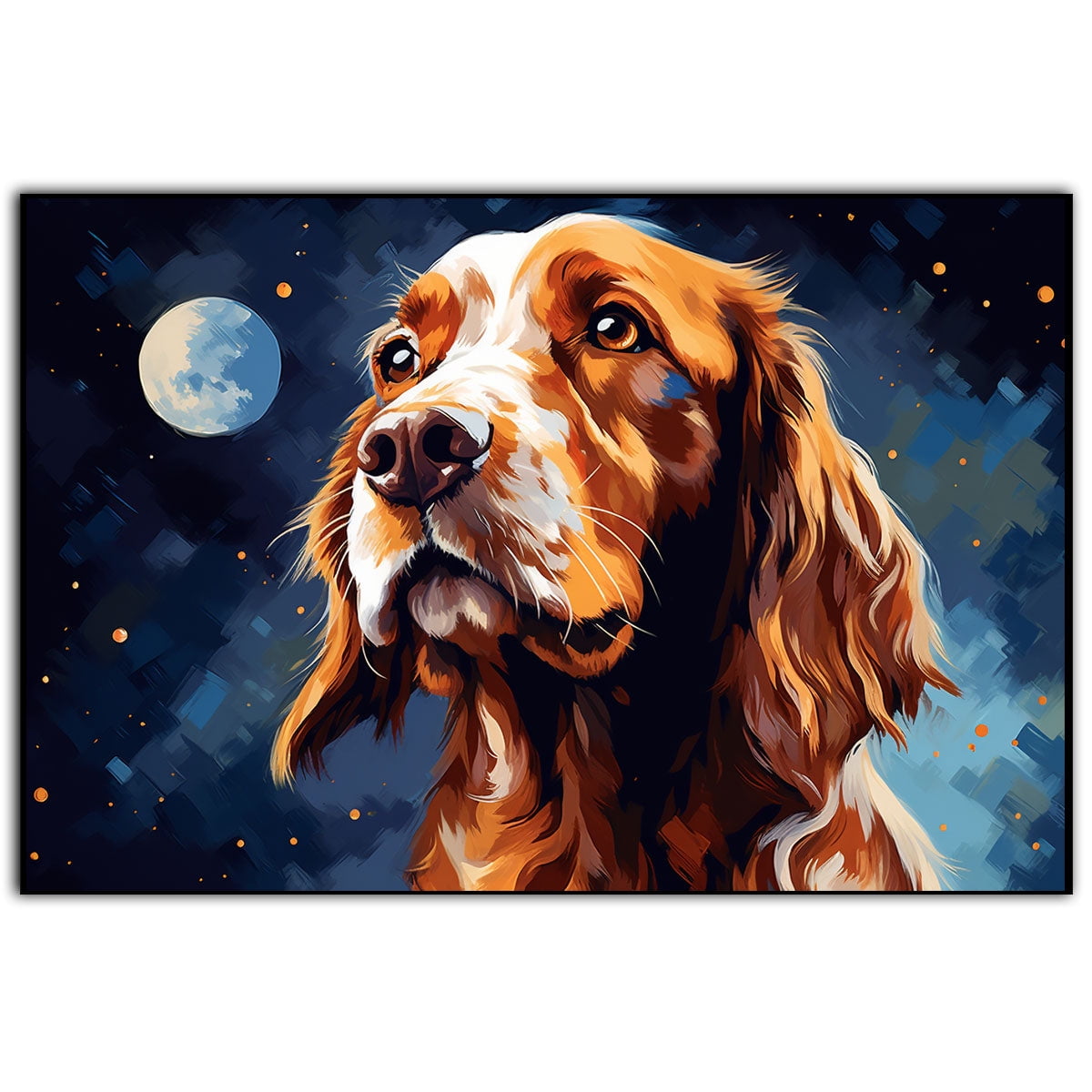 Irish Redand White Setter Dog Canvas Prints of Starry Night Paintings ...
