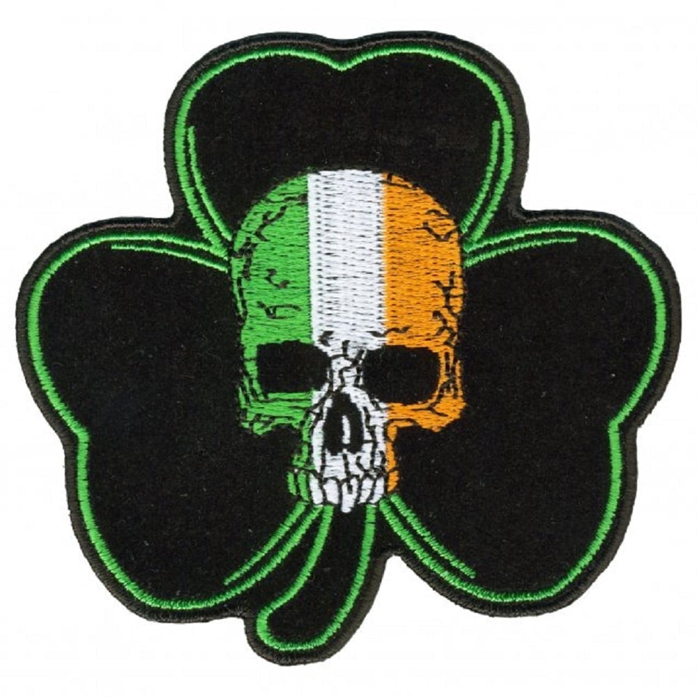 Irish SHAMROCK w/ SKULL w/ Flag of Ireland Colors Large PATCH ...