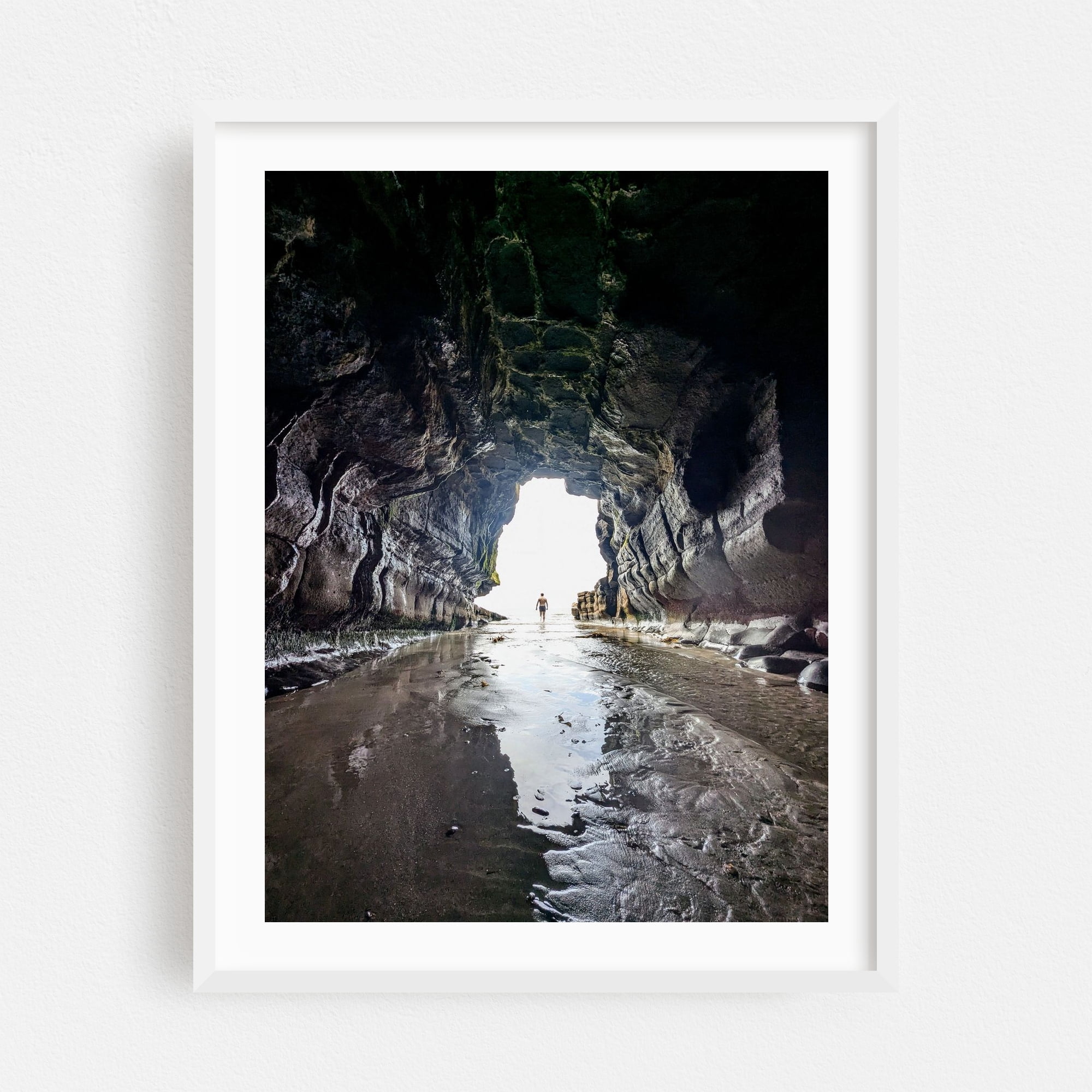 Irish Sea Cave Entrance with Lone Explorer - Donegal County Donegal ...