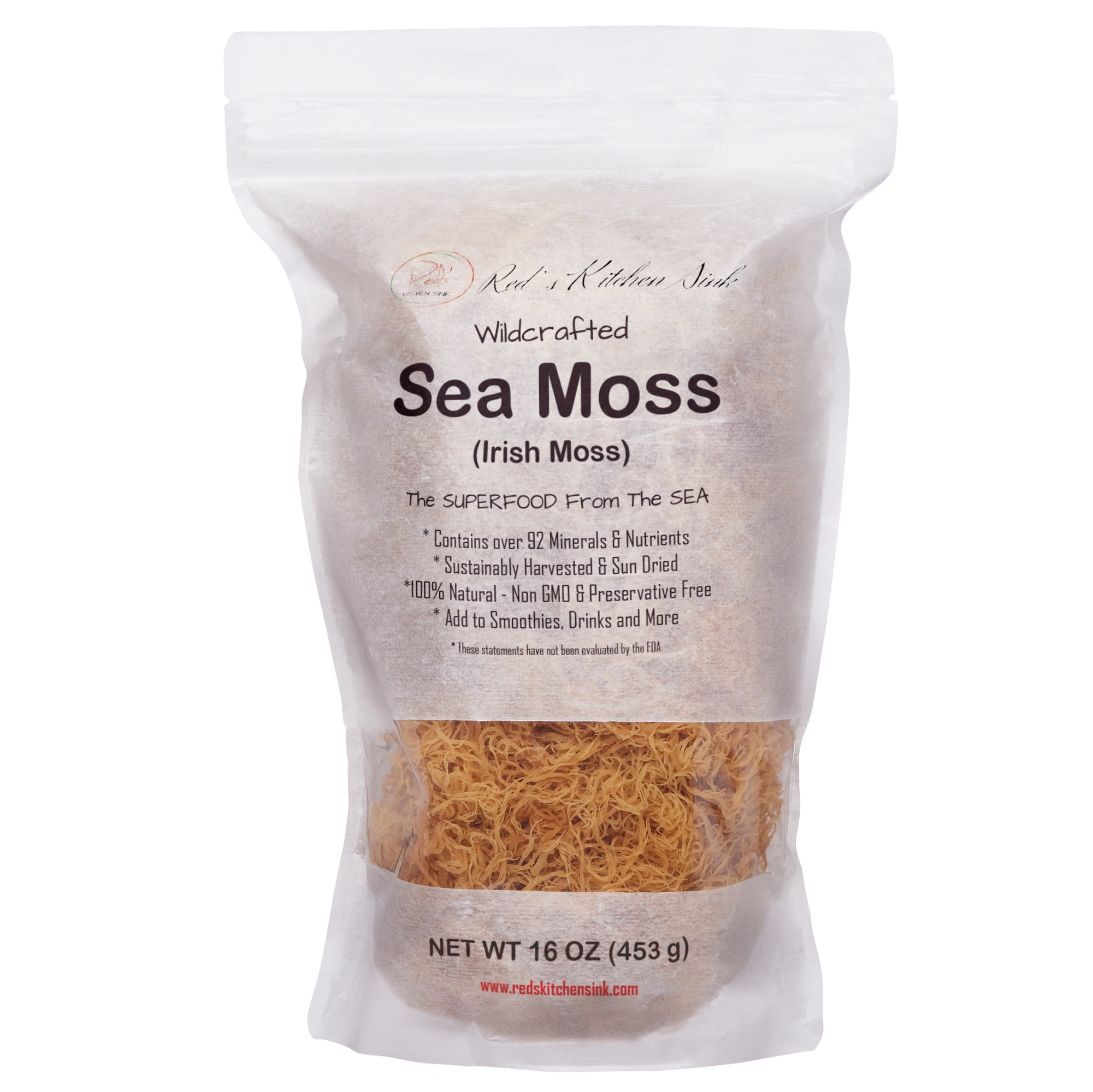 Red's Kitchen Sink Irish Sea Moss, 16oz, Wildcrafted Superfood, Makes ...