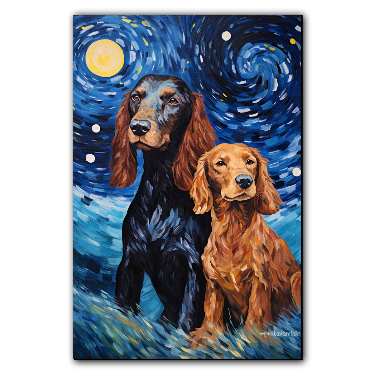 Irish Setter Art Starry Night Canvas Print of Van Gogh Oil Paintings ...