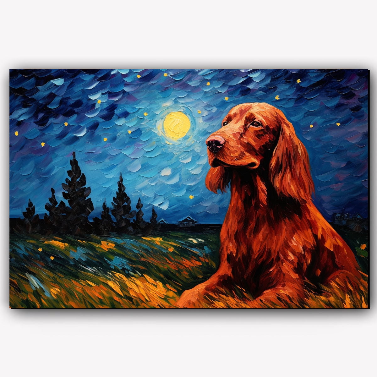 Irish Setter Canvas Wall Art with Starry Night Van Gogh Painting ...