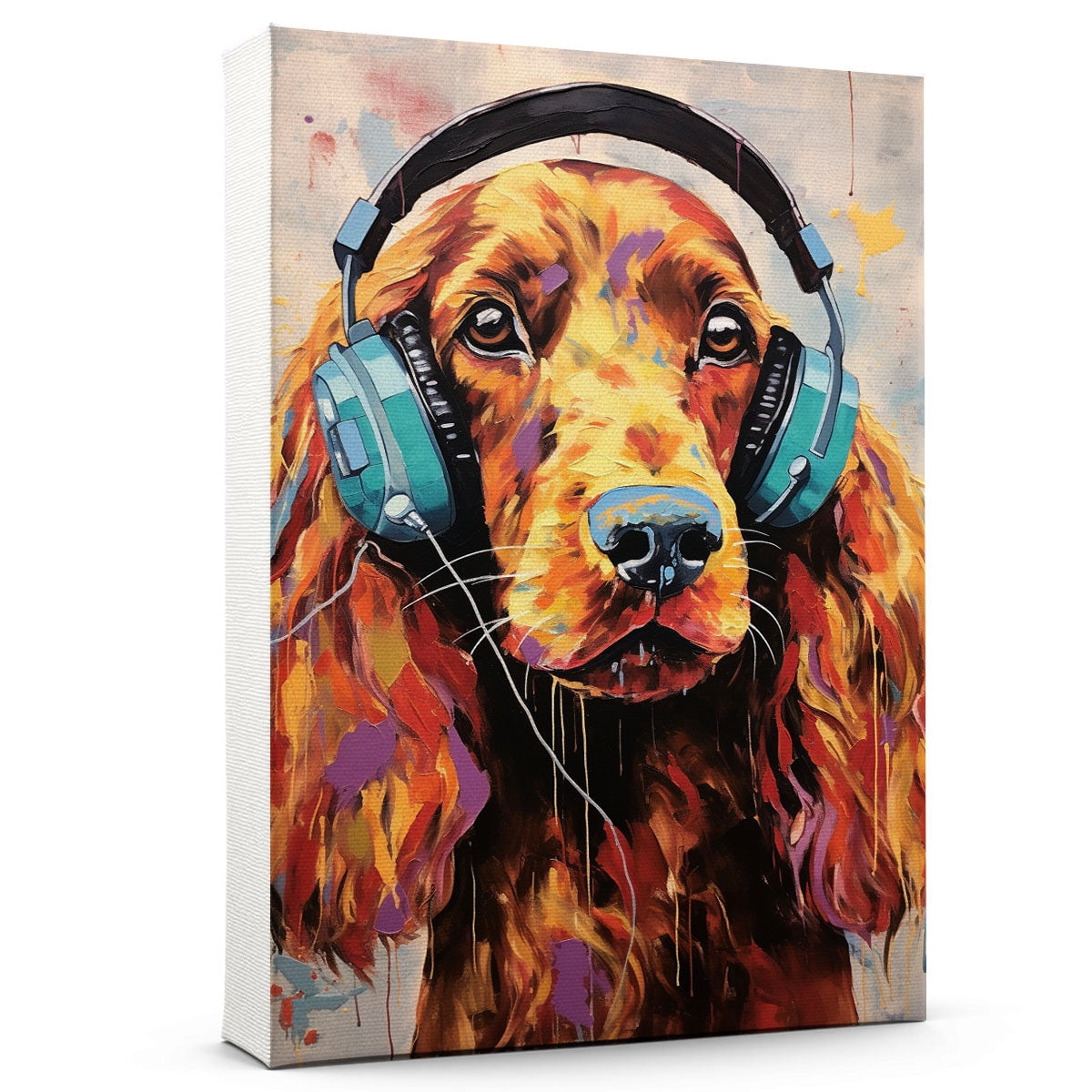 Irish Setter Dog Canvas Art With Headphones Graffiti Art Abstract ...