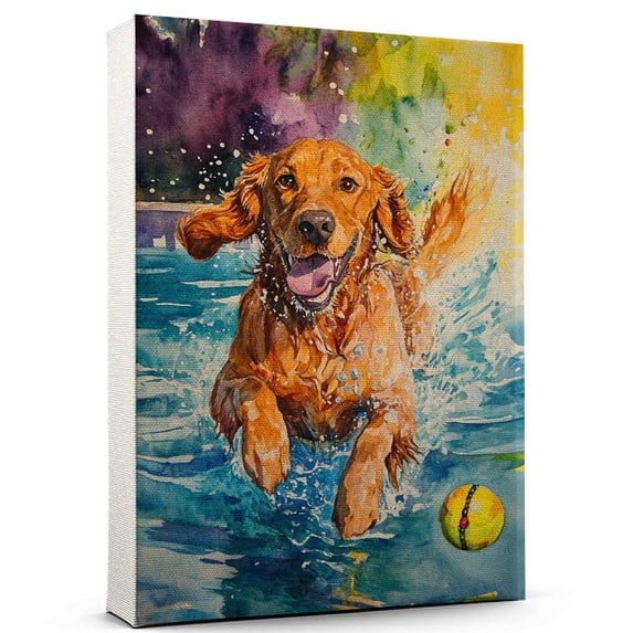 Irish Setter Dog Playing Swimming Stretched Canvas Size 8x12 – Sports ...