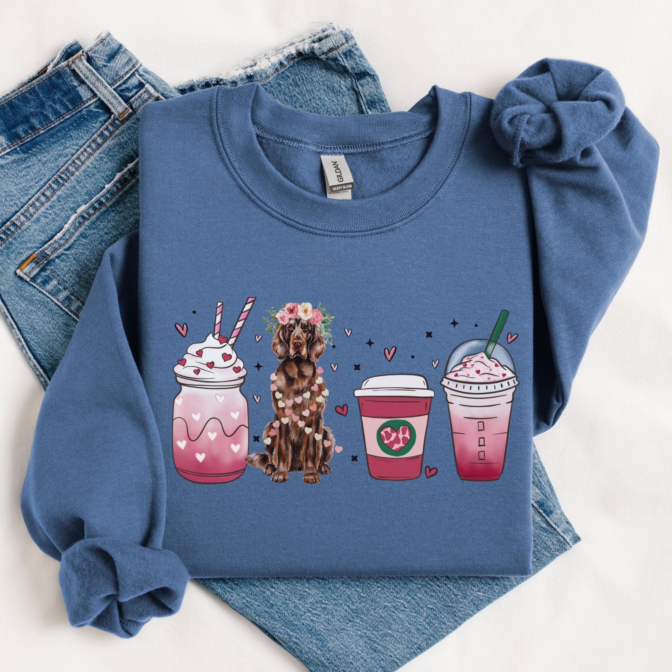Irish Setter Valentine Day Sweatshirt, Coffee Lover Irish Setter ...