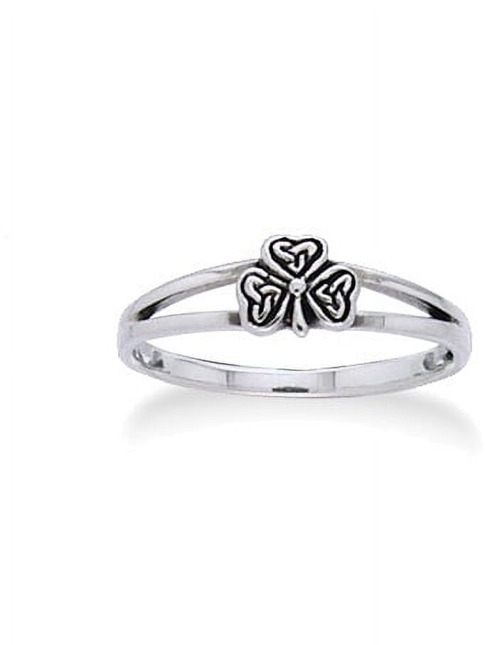 Irish Shamrock Celtic Knot 3-Leaf Clover Sterling Silver Narrow 5mm ...