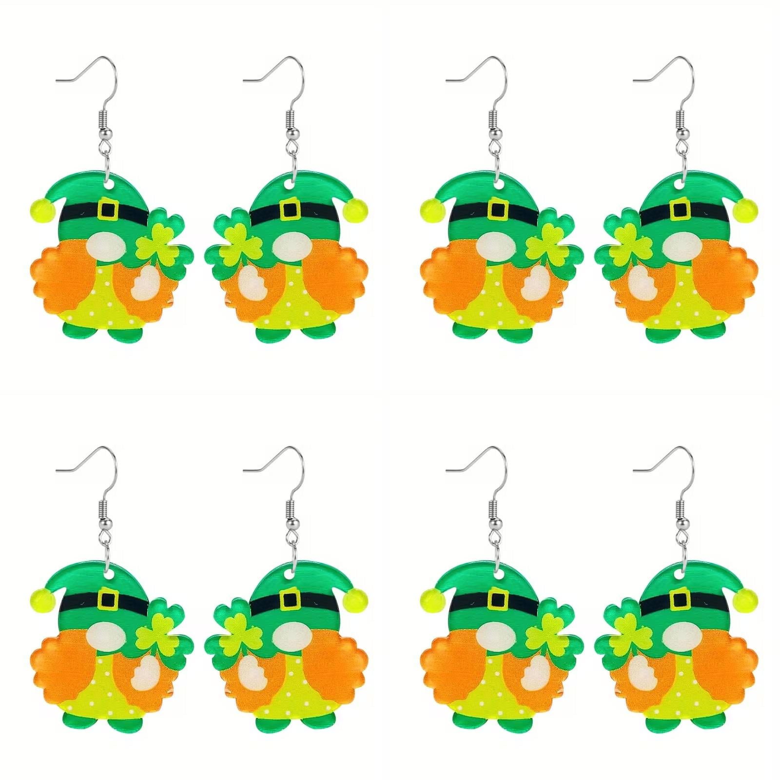 Irish Shamrock Earrings for Women, St. Patrick's Day Acrylic Dangle ...