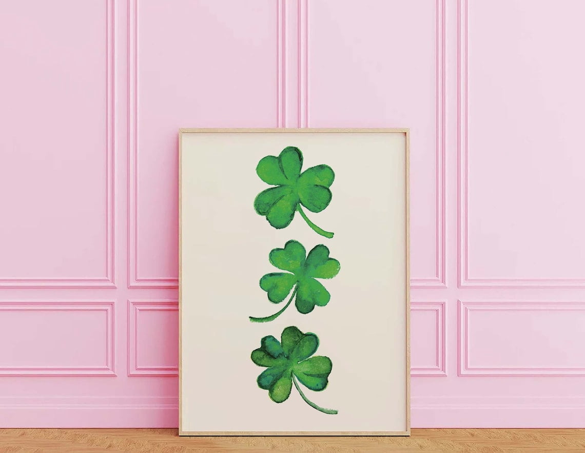Irish Shamrocks Poster Green Shamrock Cute St Patrick S Day Wall Decor ...