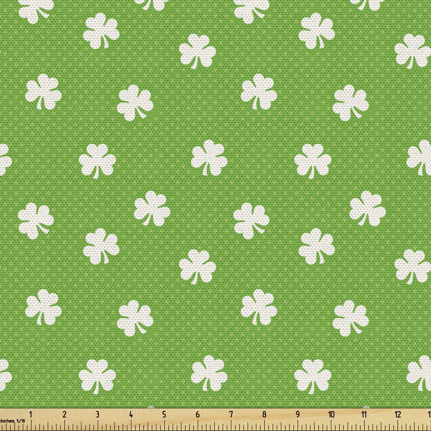 Ambesonne Irish Fabric by the Yard Upholstery, Polka Dots and Shamrocks ...