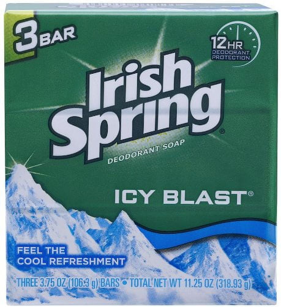 Irish Spring Bath Bar, Icy Blast 3.75 Oz, 3 x 3.75 oz bars (Pack of 18 ...