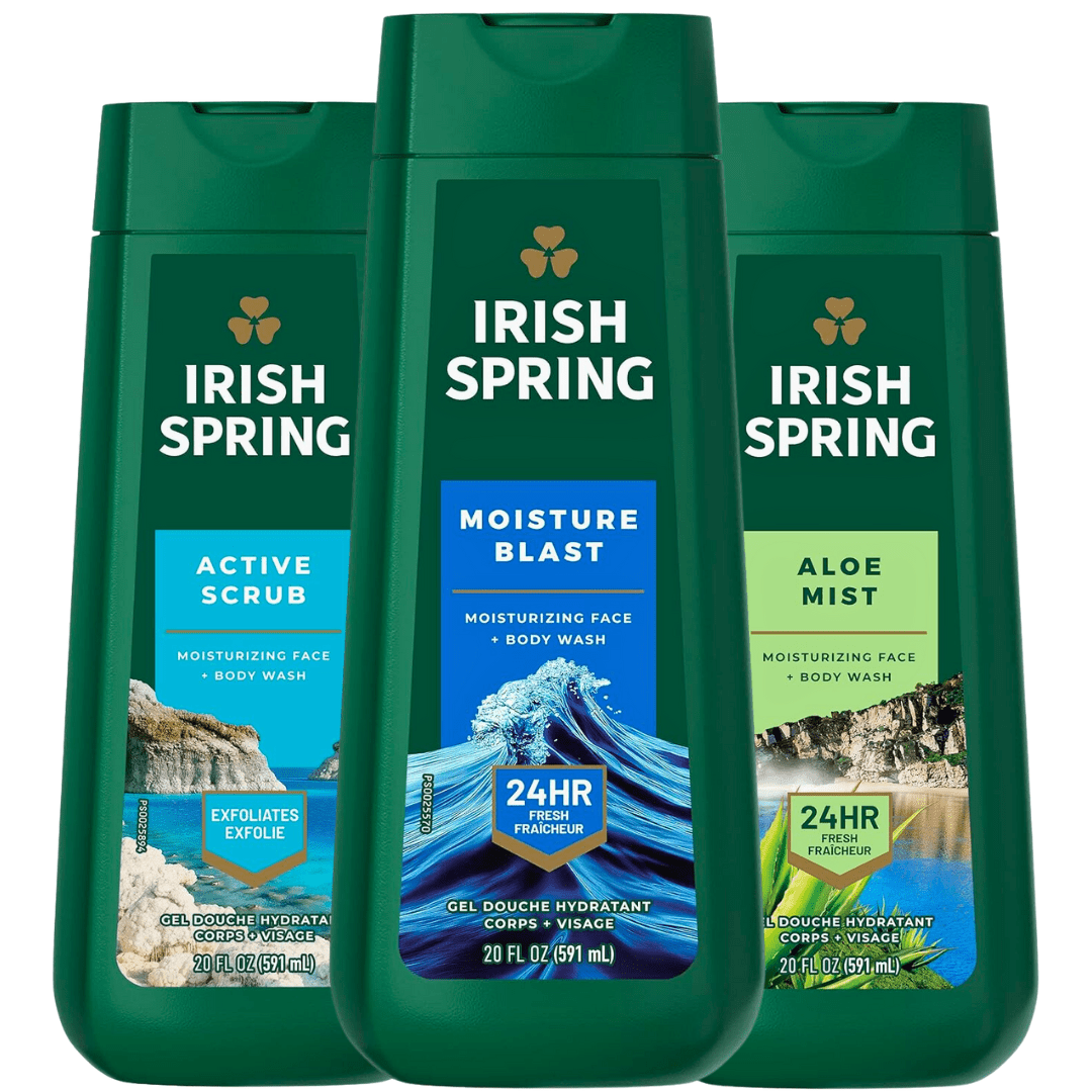 Irish Spring Body Wash (Active Scrub, Aloe Mist, and Moisture Blast), 3 ...